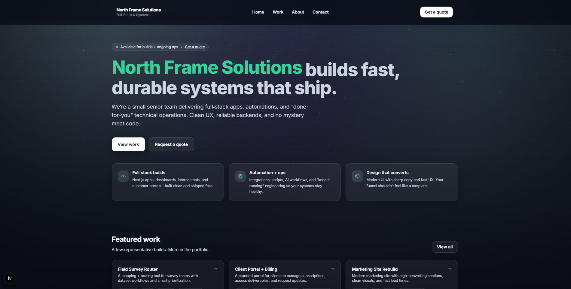 North Frame Solutions — Full-Stack Software & Systems